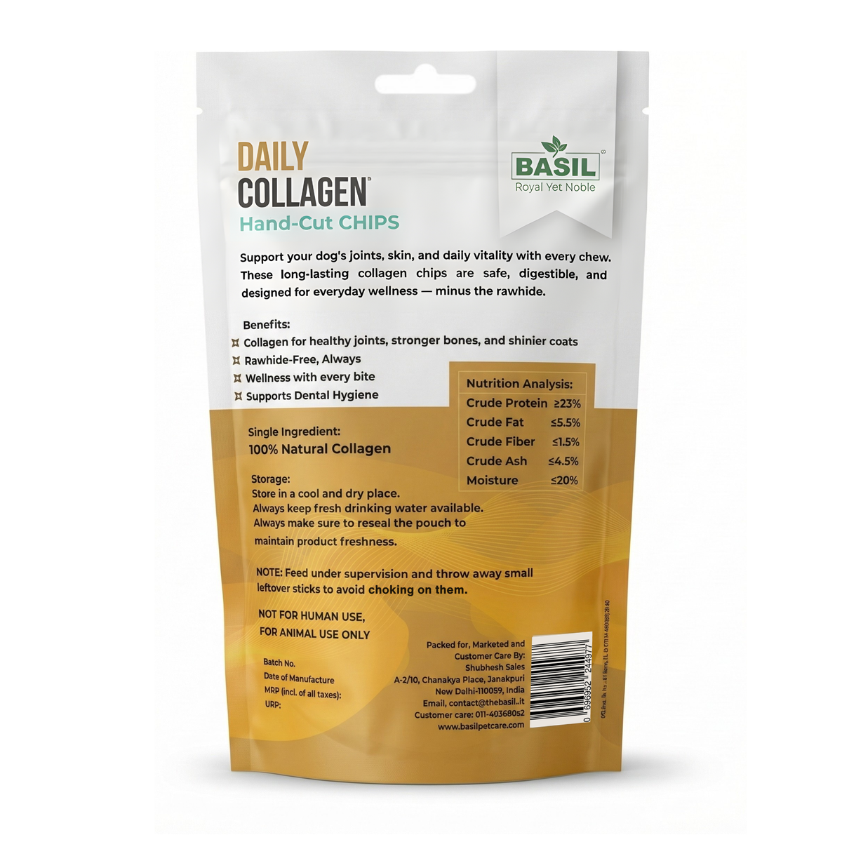 Basil Daily Collagen Hand-Cut Chips for Dogs | Rawhide-Free High ...